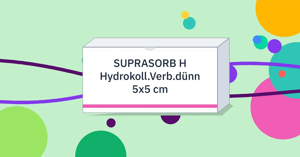Symbolbild: Packung mit der Aufschrift SUPRASORB H Hydrokoll.Verb.dünn 5x5 cm (PZN 19703997) – Verfügbarkeit und Bezug in Apotheken in Frankfurt am Main