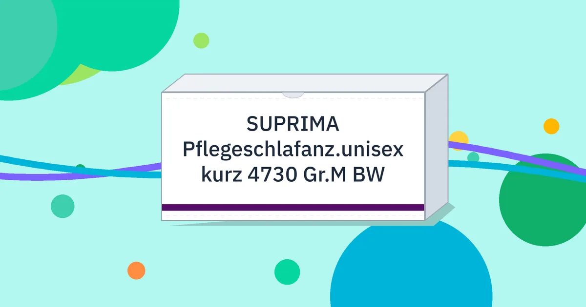 Symbolbild: Packung mit der Aufschrift SUPRIMA Pflegeschlafanz.unisex kurz 4730 Gr.M BW (PZN 16599996) – Verfügbarkeit und Bezug in Apotheken in Frankfurt am Main