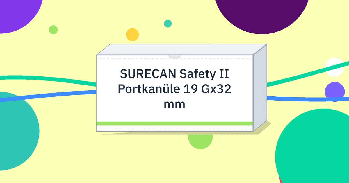 Symbolbild: Packung mit der Aufschrift SURECAN Safety II Portkanüle 19 Gx32 mm (PZN 07799816) – Verfügbarkeit und Bezug in Apotheken in Frankfurt am Main