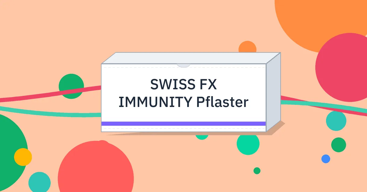 Symbolbild: Packung mit der Aufschrift SWISS FX IMMUNITY Pflaster (PZN 19640104) – Verfügbarkeit und Bezug in Apotheken in Frankfurt am Main