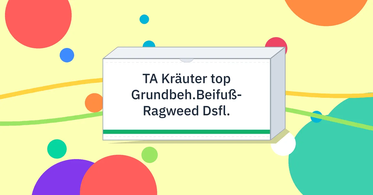 Symbolbild: Packung mit der Aufschrift TA Kräuter top Grundbeh.Beifuß-Ragweed Dsfl. (PZN 05460031) – Verfügbarkeit und Bezug in Apotheken in Frankfurt am Main