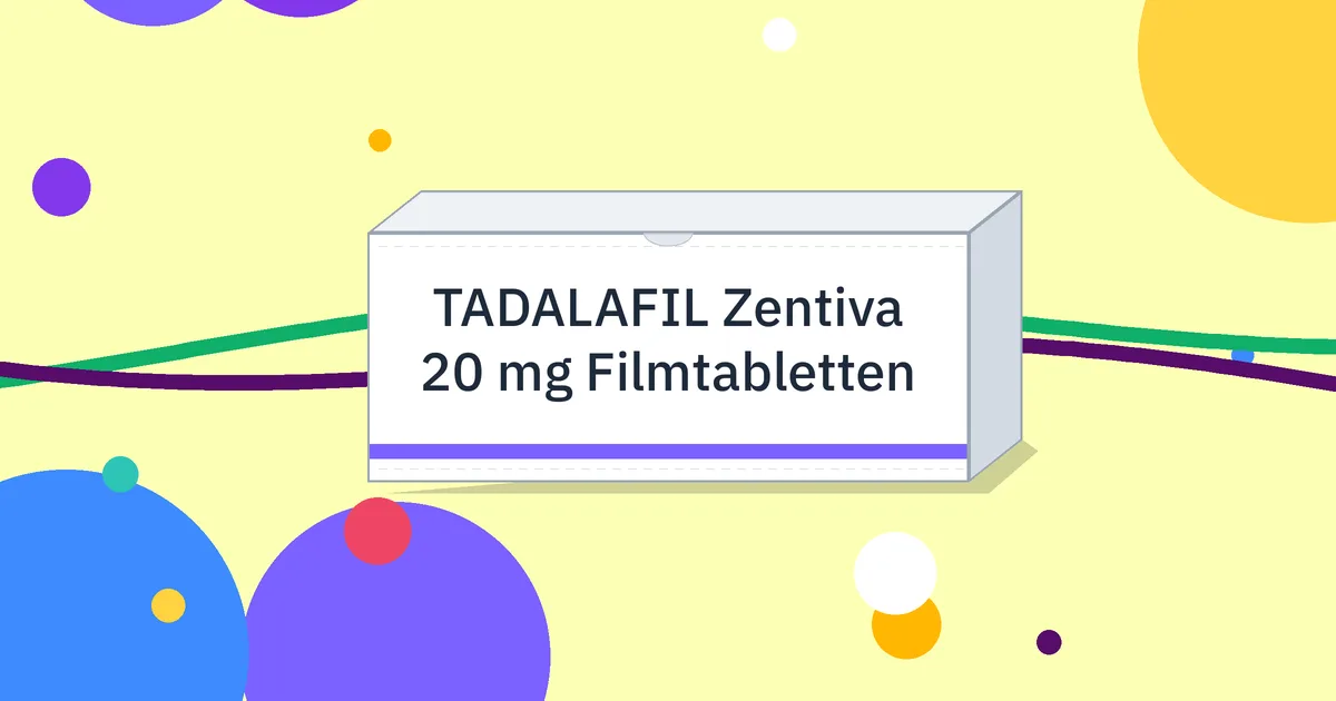 Symbolbild: Packung mit der Aufschrift TADALAFIL Zentiva 20 mg Filmtabletten (PZN 18755779) – Verfügbarkeit und Bezug in Apotheken in Frankfurt am Main