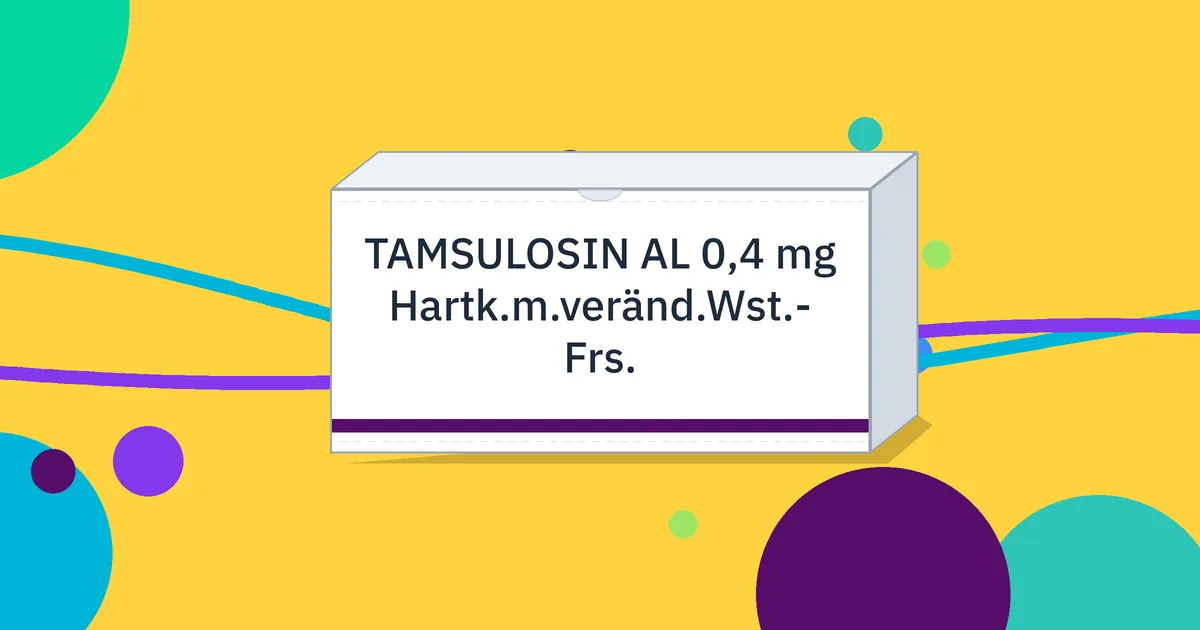 Symbolbild: Packung mit der Aufschrift TAMSULOSIN AL 0,4 mg Hartk.m.veränd.Wst.-Frs. (PZN 01907015) – Verfügbarkeit und Bezug in Apotheken in Frankfurt am Main