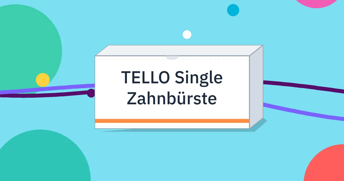 Symbolbild: Packung mit der Aufschrift TELLO Single Zahnbürste (PZN 16928632) – Verfügbarkeit und Bezug in Apotheken in Frankfurt am Main