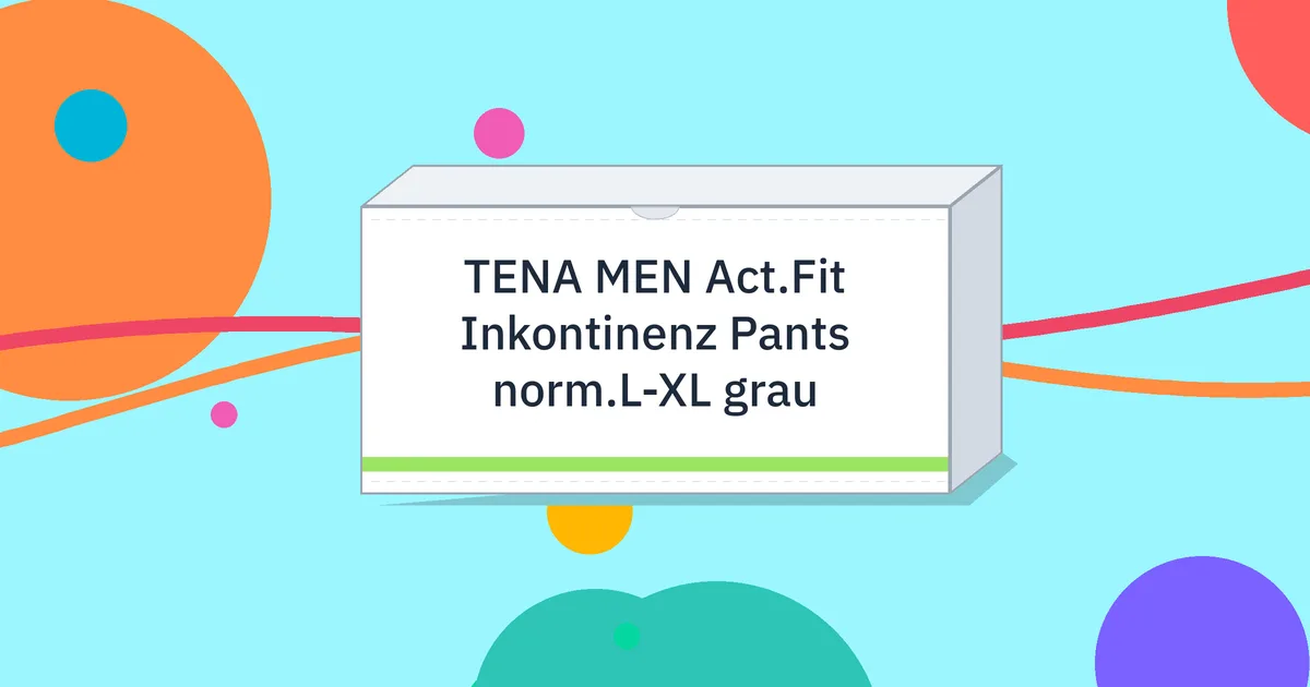 Symbolbild: Packung mit der Aufschrift TENA MEN Act.Fit Inkontinenz Pants norm.L-XL grau (PZN 17981663) – Verfügbarkeit und Bezug in Apotheken in Frankfurt am Main