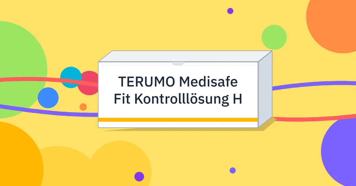 Symbolbild: Packung mit der Aufschrift TERUMO Medisafe Fit Kontrolllösung H (PZN 10191432) – Verfügbarkeit und Bezug in Apotheken in Frankfurt am Main