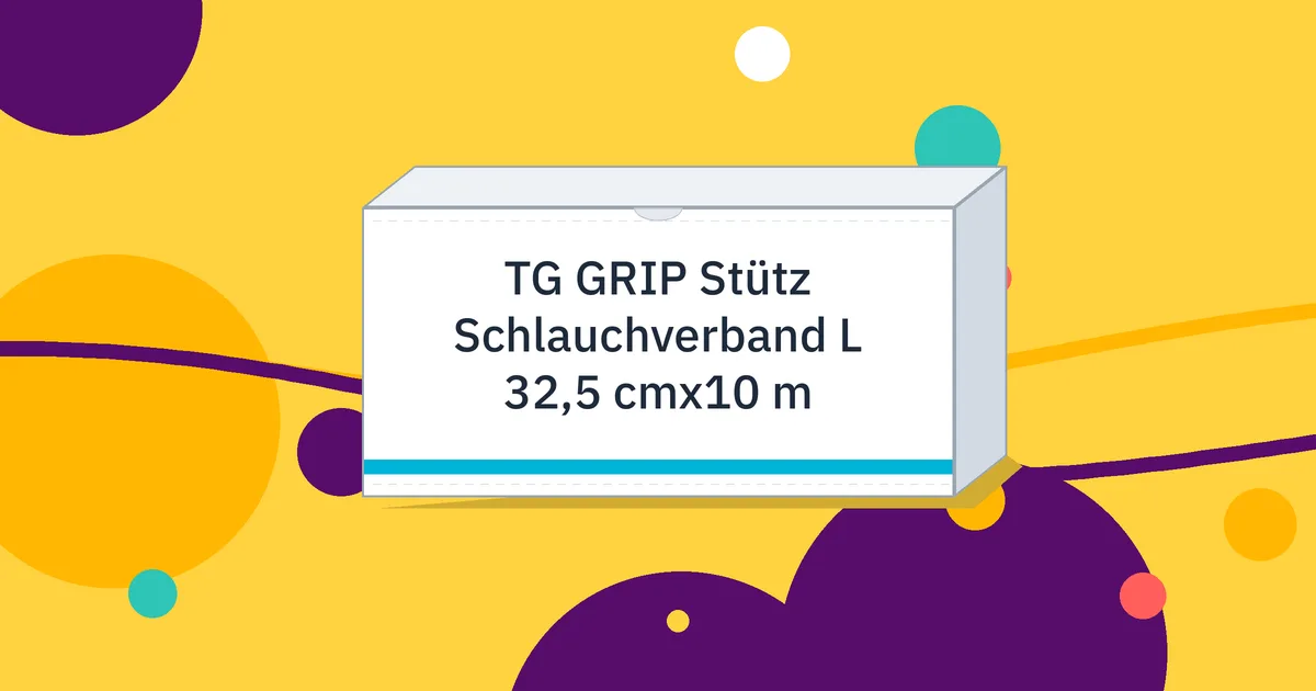 Symbolbild: Packung mit der Aufschrift TG GRIP Stütz Schlauchverband L 32,5 cmx10 m (PZN 01309461) – Verfügbarkeit und Bezug in Apotheken in Frankfurt am Main