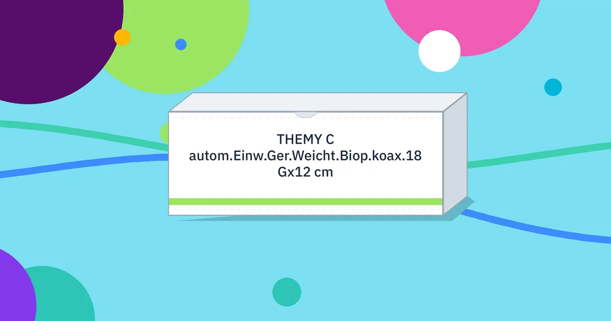 Symbolbild: Packung mit der Aufschrift THEMY C autom.Einw.Ger.Weicht.Biop.koax.18 Gx12 cm (PZN 19737648) – Verfügbarkeit und Bezug in Apotheken in Frankfurt am Main