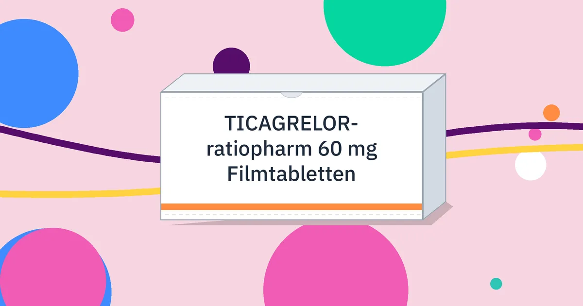 Symbolbild: Packung mit der Aufschrift TICAGRELOR-ratiopharm 60 mg Filmtabletten (PZN 19420012) – Verfügbarkeit und Bezug in Apotheken in Frankfurt am Main