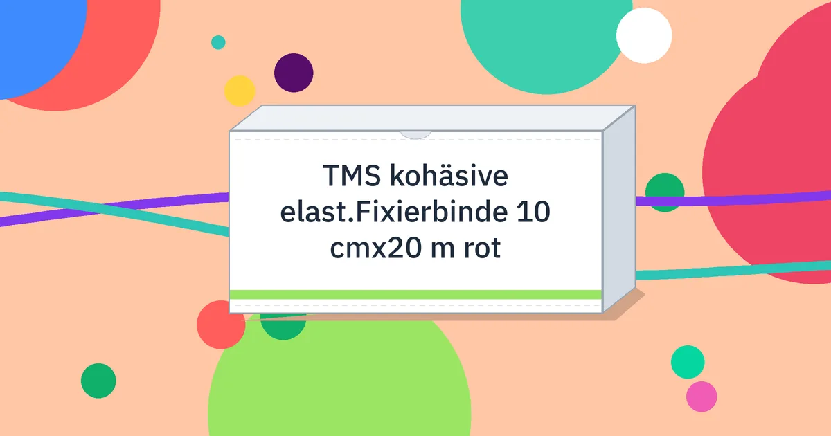 Symbolbild: Packung mit der Aufschrift TMS kohäsive elast.Fixierbinde 10 cmx20 m rot (PZN 18316637) – Verfügbarkeit und Bezug in Apotheken in Frankfurt am Main