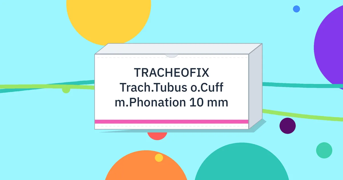 Symbolbild: Packung mit der Aufschrift TRACHEOFIX Trach.Tubus o.Cuff m.Phonation 10 mm (PZN 04164655) – Verfügbarkeit und Bezug in Apotheken in Frankfurt am Main