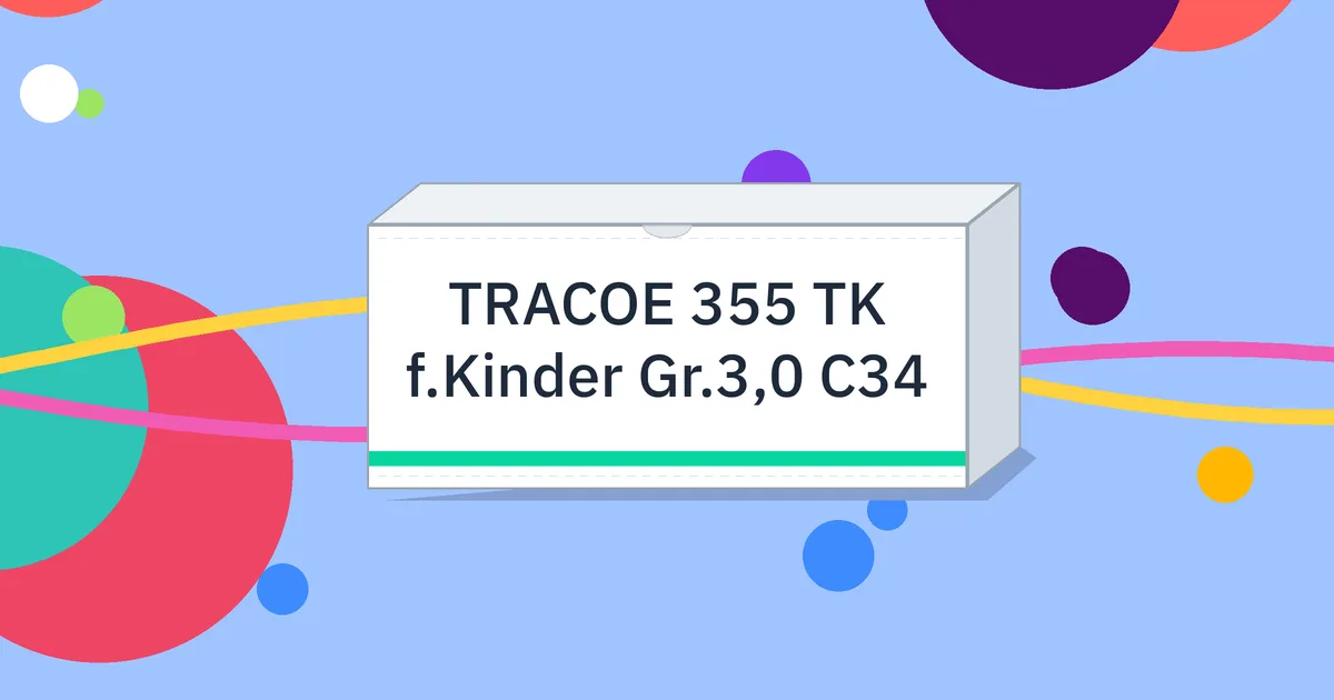 Symbolbild: Packung mit der Aufschrift TRACOE 355 TK f.Kinder Gr.3,0 C34 (PZN 11643830) – Verfügbarkeit und Bezug in Apotheken in Frankfurt am Main