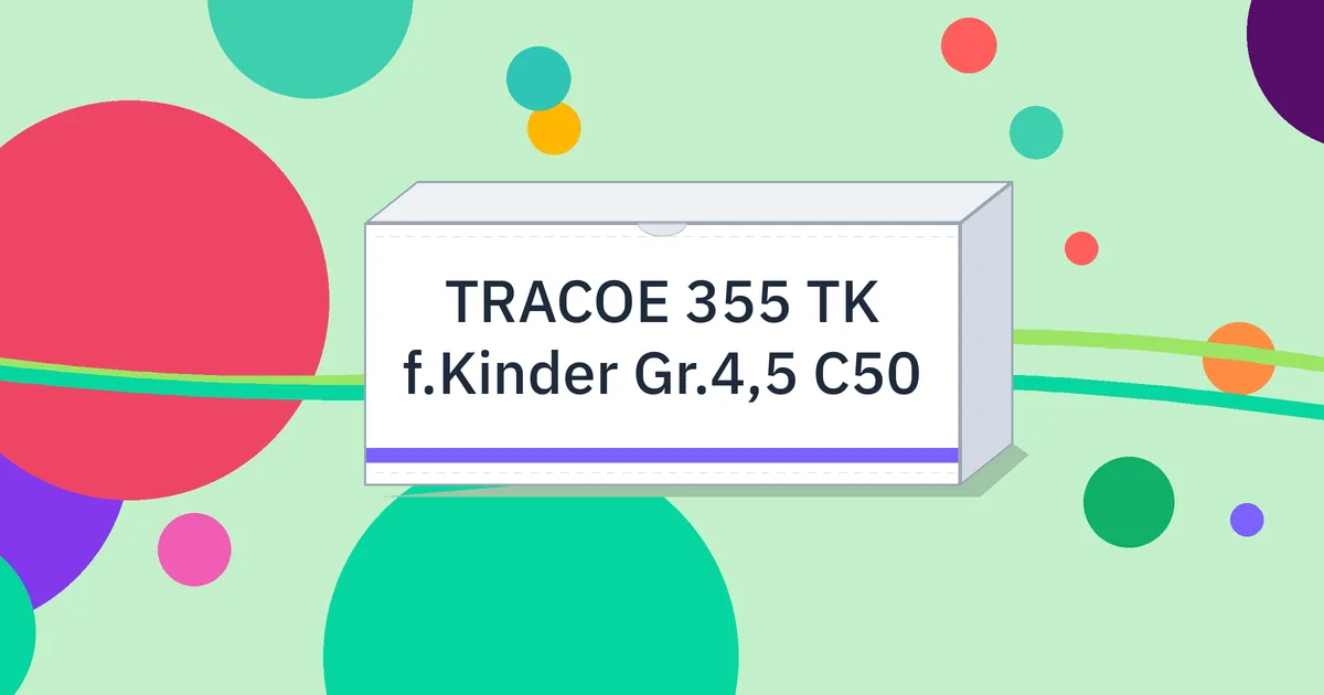 Symbolbild: Packung mit der Aufschrift TRACOE 355 TK f.Kinder Gr.4,5 C50 (PZN 11644284) – Verfügbarkeit und Bezug in Apotheken in Frankfurt am Main