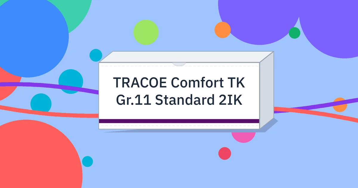 Symbolbild: Packung mit der Aufschrift TRACOE Comfort TK Gr.11 Standard 2IK (PZN 00973435) – Verfügbarkeit und Bezug in Apotheken in Frankfurt am Main