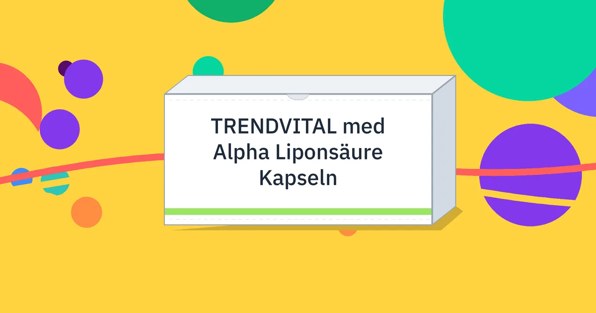 Symbolbild: Packung mit der Aufschrift TRENDVITAL med Alpha Liponsäure Kapseln (PZN 12563375) – Verfügbarkeit und Bezug in Apotheken in Frankfurt am Main