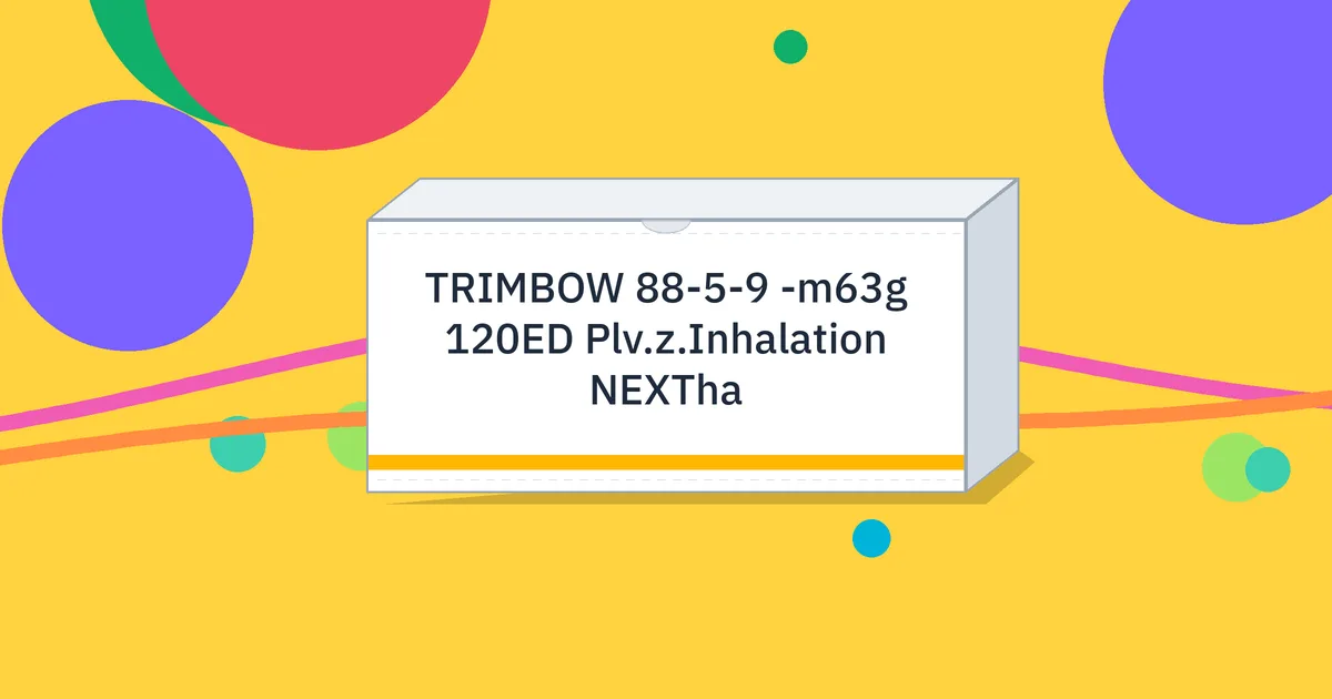 Symbolbild: Packung mit der Aufschrift TRIMBOW 88-5-9 -m63g 120ED Plv.z.Inhalation NEXTha (PZN 19957031) – Verfügbarkeit und Bezug in Apotheken in Frankfurt am Main