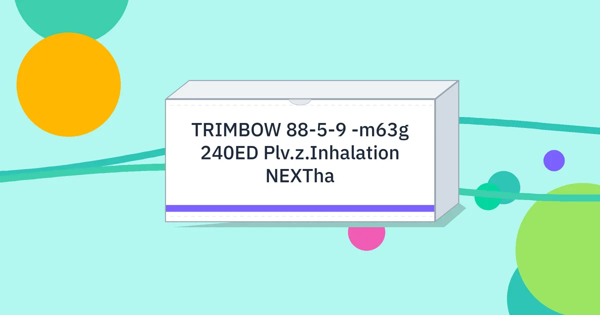 Symbolbild: Packung mit der Aufschrift TRIMBOW 88-5-9 -m63g 240ED Plv.z.Inhalation NEXTha (PZN 18680662) – Verfügbarkeit und Bezug in Apotheken in Frankfurt am Main