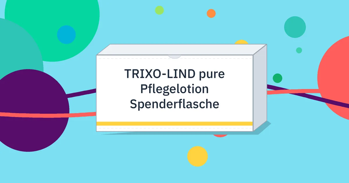 Symbolbild: Packung mit der Aufschrift TRIXO-LIND pure Pflegelotion Spenderflasche (PZN 17581633) – Verfügbarkeit und Bezug in Apotheken in Frankfurt am Main