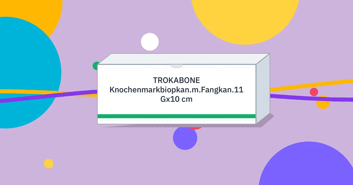 Symbolbild: Packung mit der Aufschrift TROKABONE Knochenmarkbiopkan.m.Fangkan.11 Gx10 cm (PZN 03938824) – Verfügbarkeit und Bezug in Apotheken in Frankfurt am Main