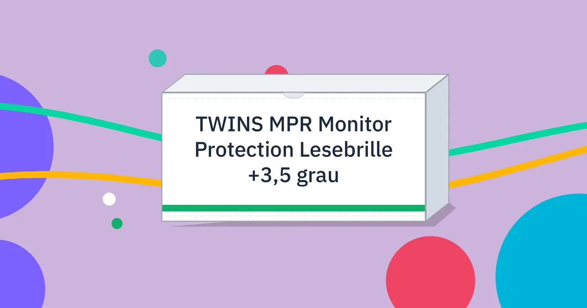 Symbolbild: Packung mit der Aufschrift TWINS MPR Monitor Protection Lesebrille +3,5 grau (PZN 13344468) – Verfügbarkeit und Bezug in Apotheken in Frankfurt am Main