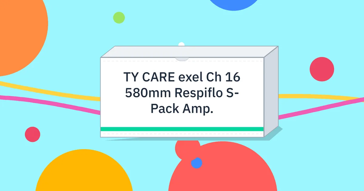 Symbolbild: Packung mit der Aufschrift TY CARE exel Ch 16 580mm Respiflo S-Pack Amp. (PZN 00134278) – Verfügbarkeit und Bezug in Apotheken in Frankfurt am Main
