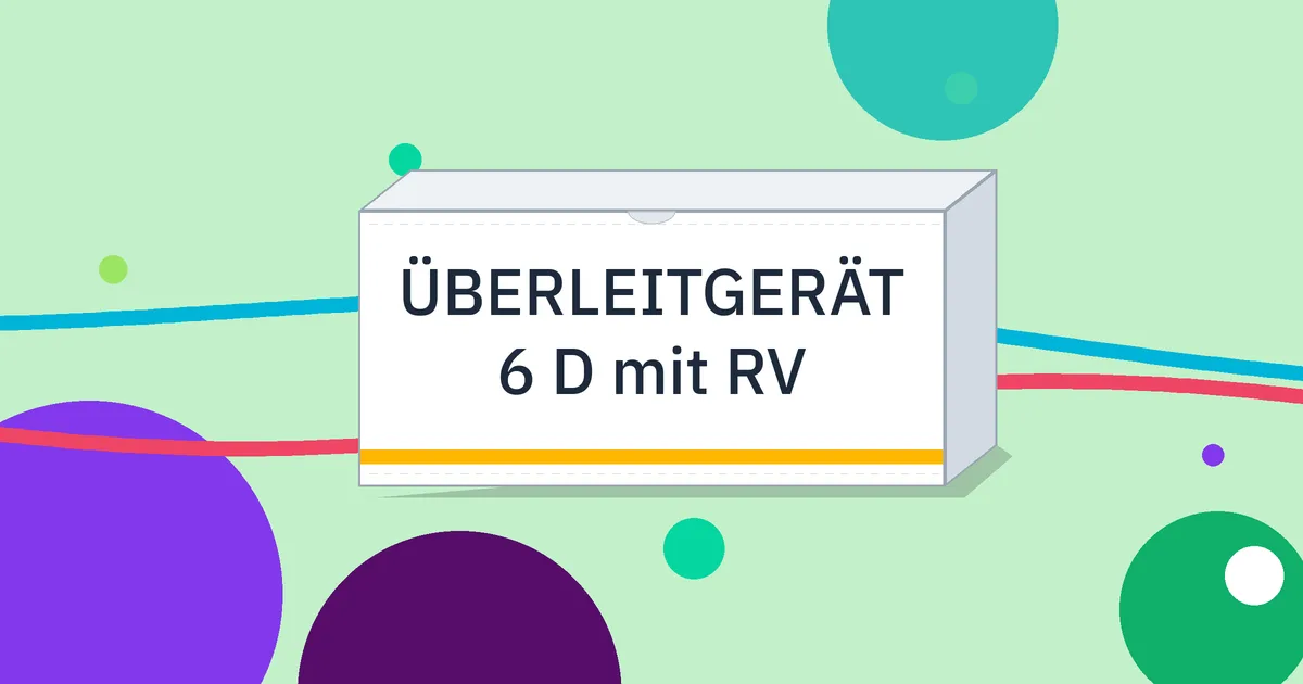 Symbolbild: Packung mit der Aufschrift ÜBERLEITGERÄT 6 D mit RV (PZN 00891602) – Verfügbarkeit und Bezug in Apotheken in Frankfurt am Main