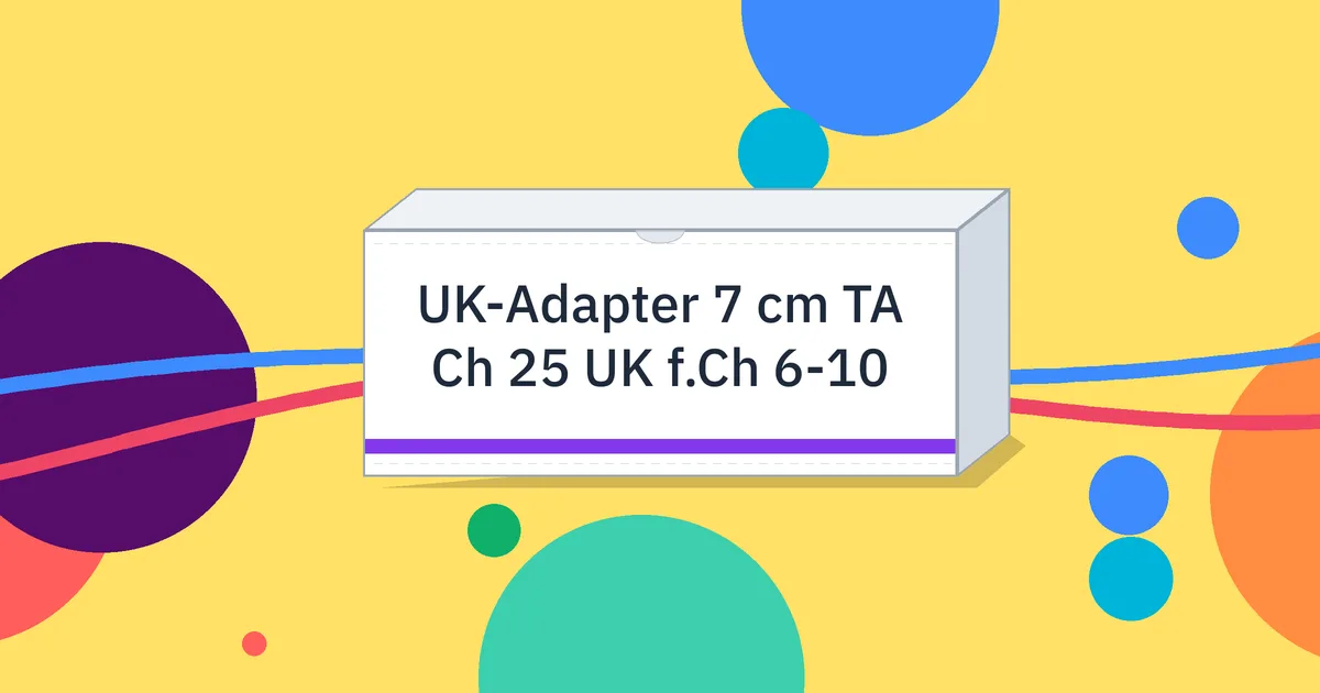 Symbolbild: Packung mit der Aufschrift UK-Adapter 7 cm TA Ch 25 UK f.Ch 6-10 (PZN 17488431) – Verfügbarkeit und Bezug in Apotheken in Frankfurt am Main