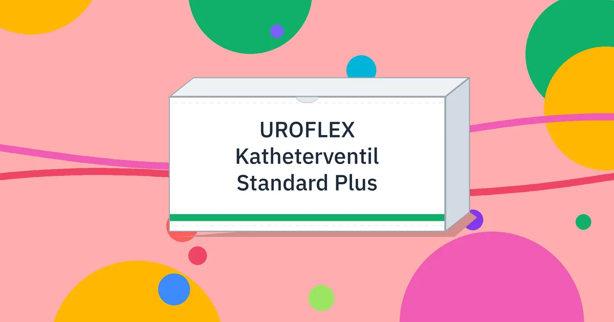 Symbolbild: Packung mit der Aufschrift UROFLEX Katheterventil Standard Plus (PZN 18786751) – Verfügbarkeit und Bezug in Apotheken in Frankfurt am Main