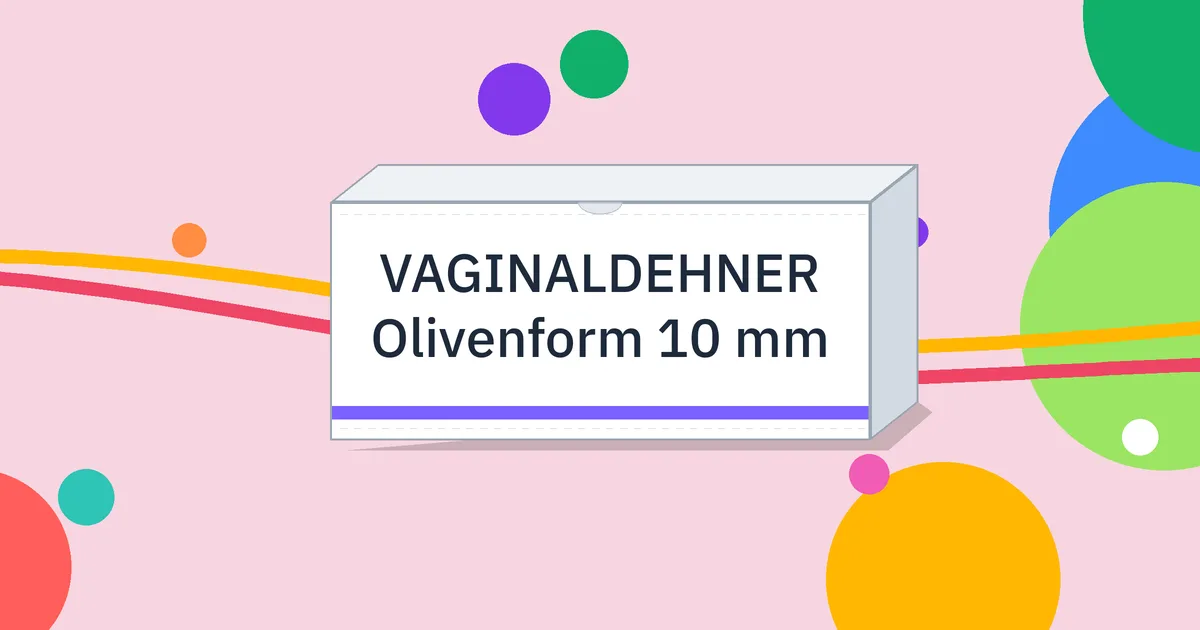 Symbolbild: Packung mit der Aufschrift VAGINALDEHNER Olivenform 10 mm (PZN 16356845) – Verfügbarkeit und Bezug in Apotheken in Frankfurt am Main