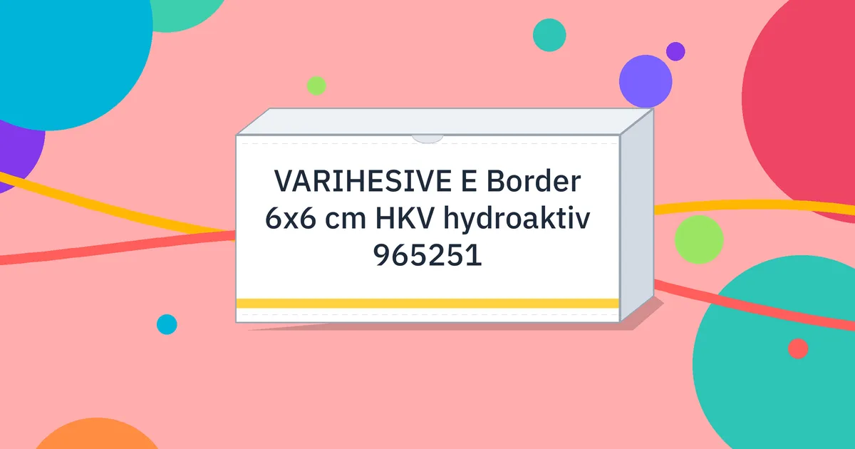 Symbolbild: Packung mit der Aufschrift VARIHESIVE E Border 6x6 cm HKV hydroaktiv 965251 (PZN 00001407) – Verfügbarkeit und Bezug in Apotheken in Frankfurt am Main