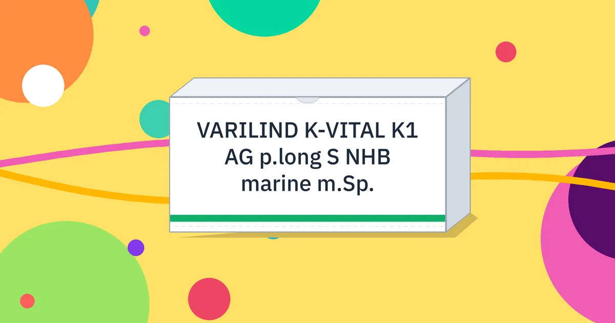 Symbolbild: Packung mit der Aufschrift VARILIND K-VITAL K1 AG p.long S NHB marine m.Sp. (PZN 20563159) – Verfügbarkeit und Bezug in Apotheken in Frankfurt am Main