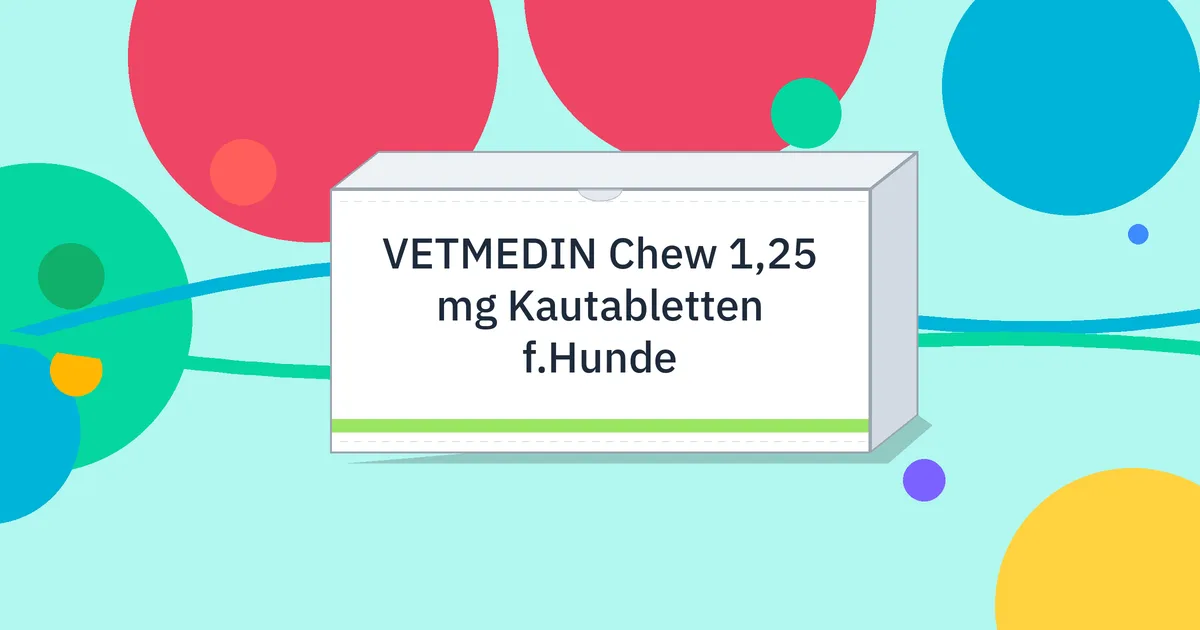Symbolbild: Packung mit der Aufschrift VETMEDIN Chew 1,25 mg Kautabletten f.Hunde (PZN 11855176) – Verfügbarkeit und Bezug in Apotheken in Frankfurt am Main