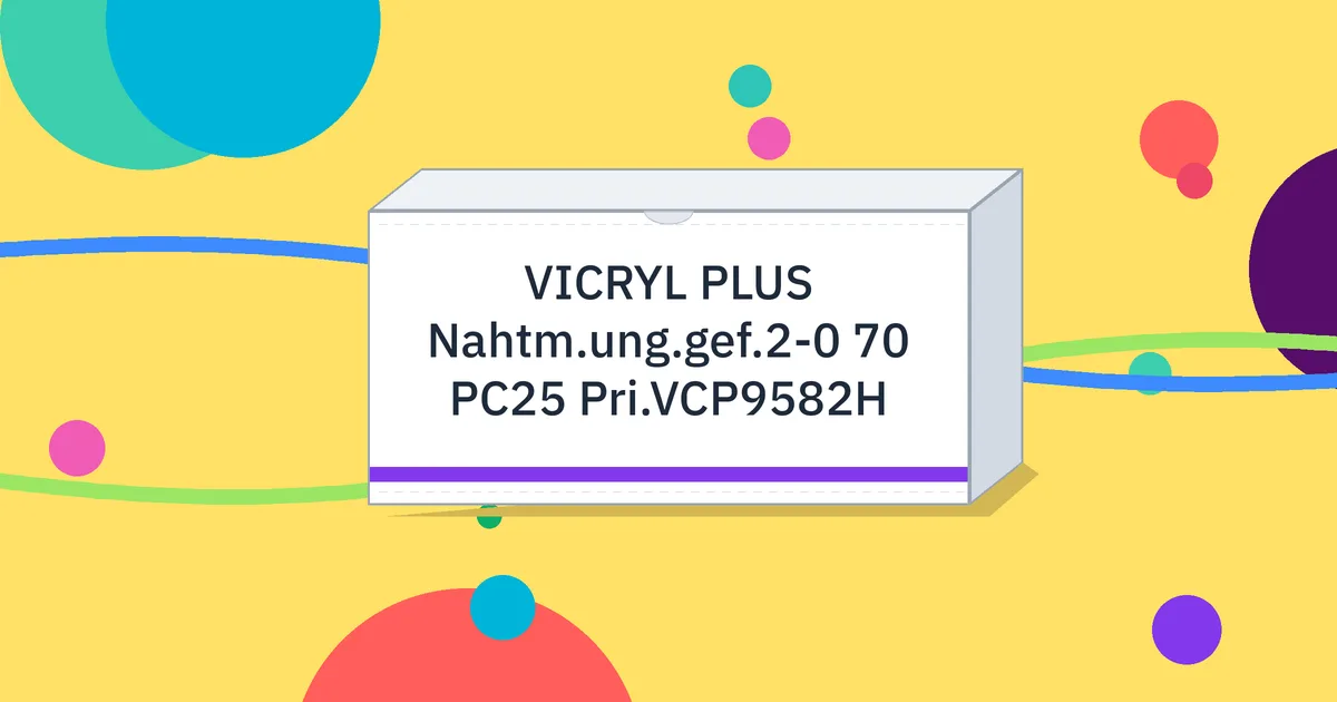 Symbolbild: Packung mit der Aufschrift VICRYL PLUS Nahtm.ung.gef.2-0 70 PC25 Pri.VCP9582H (PZN 20390434) – Verfügbarkeit und Bezug in Apotheken in Frankfurt am Main