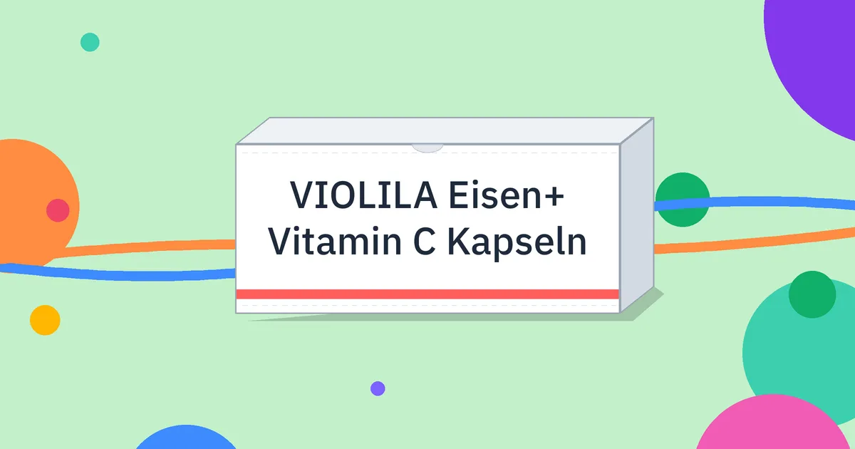 Symbolbild: Packung mit der Aufschrift VIOLILA Eisen+ Vitamin C Kapseln (PZN 11590393) – Verfügbarkeit und Bezug in Apotheken in Frankfurt am Main