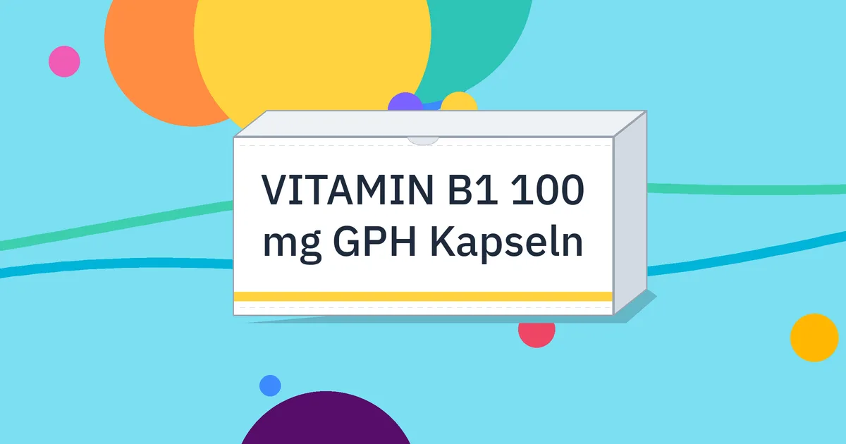 Symbolbild: Packung mit der Aufschrift VITAMIN B1 100 mg GPH Kapseln (PZN 16570633) – Verfügbarkeit und Bezug in Apotheken in Frankfurt am Main