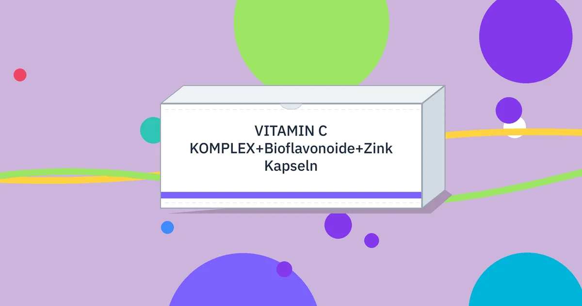 Symbolbild: Packung mit der Aufschrift VITAMIN C KOMPLEX+Bioflavonoide+Zink Kapseln (PZN 16752742) – Verfügbarkeit und Bezug in Apotheken in Frankfurt am Main