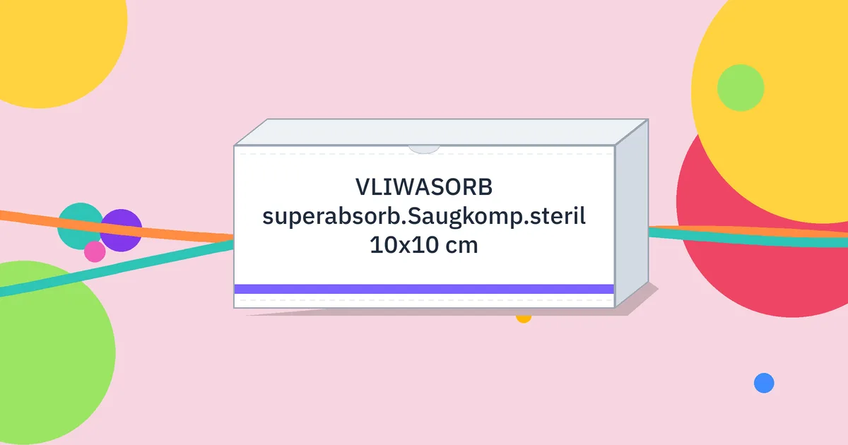 Symbolbild: Packung mit der Aufschrift VLIWASORB superabsorb.Saugkomp.steril 10x10 cm (PZN 15821984) – Verfügbarkeit und Bezug in Apotheken in Frankfurt am Main