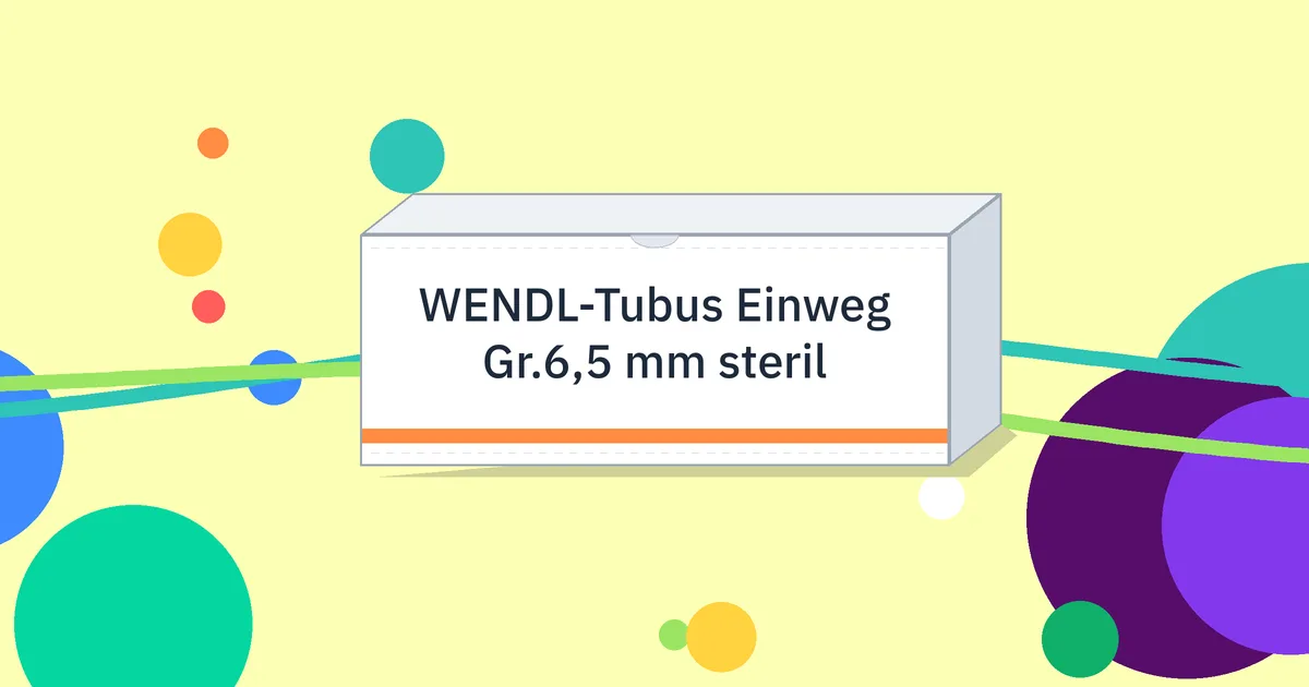 Symbolbild: Packung mit der Aufschrift WENDL-Tubus Einweg Gr.6,5 mm steril (PZN 13862683) – Verfügbarkeit und Bezug in Apotheken in Frankfurt am Main