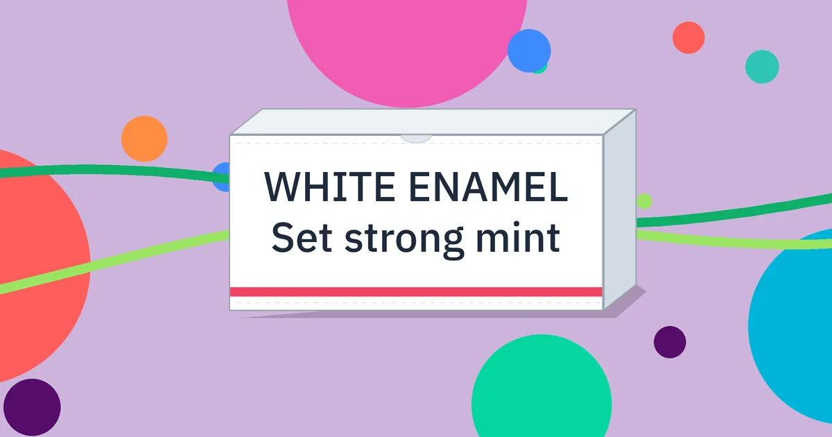 Symbolbild: Packung mit der Aufschrift WHITE ENAMEL Set strong mint (PZN 18137337) – Verfügbarkeit und Bezug in Apotheken in Frankfurt am Main