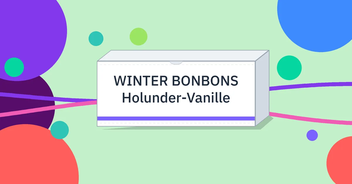 Symbolbild: Packung mit der Aufschrift WINTER BONBONS Holunder-Vanille (PZN 11727030) – Verfügbarkeit und Bezug in Apotheken in Frankfurt am Main