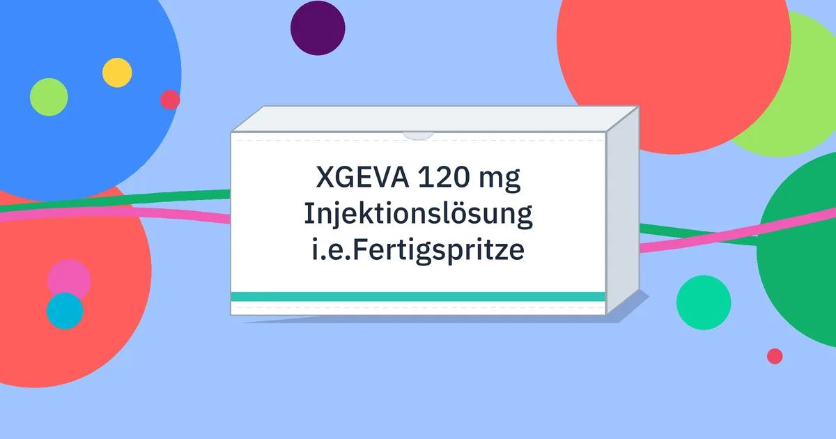 Symbolbild: Packung mit der Aufschrift XGEVA 120 mg Injektionslösung i.e.Fertigspritze (PZN 19454933) – Verfügbarkeit und Bezug in Apotheken in Frankfurt am Main
