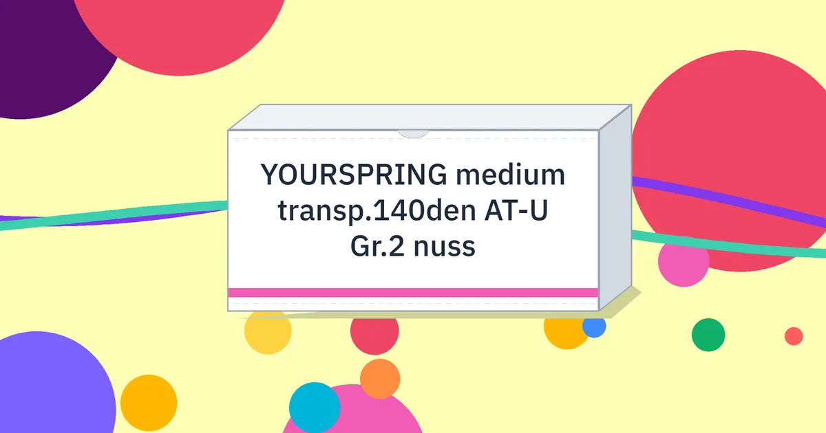 Symbolbild: Packung mit der Aufschrift YOURSPRING medium transp.140den AT-U Gr.2 nuss (PZN 18057503) – Verfügbarkeit und Bezug in Apotheken in Frankfurt am Main