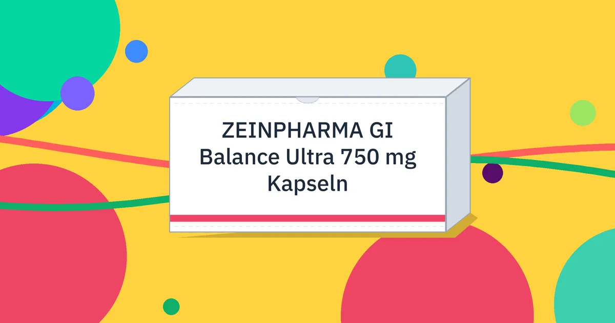 Symbolbild: Packung mit der Aufschrift ZEINPHARMA GI Balance Ultra 750 mg Kapseln (PZN 17923513) – Verfügbarkeit und Bezug in Apotheken in Frankfurt am Main