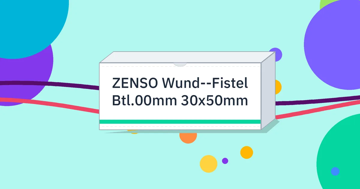 Symbolbild: Packung mit der Aufschrift ZENSO Wund--Fistel Btl.00mm 30x50mm (PZN 20087078) – Verfügbarkeit und Bezug in Apotheken in Frankfurt am Main