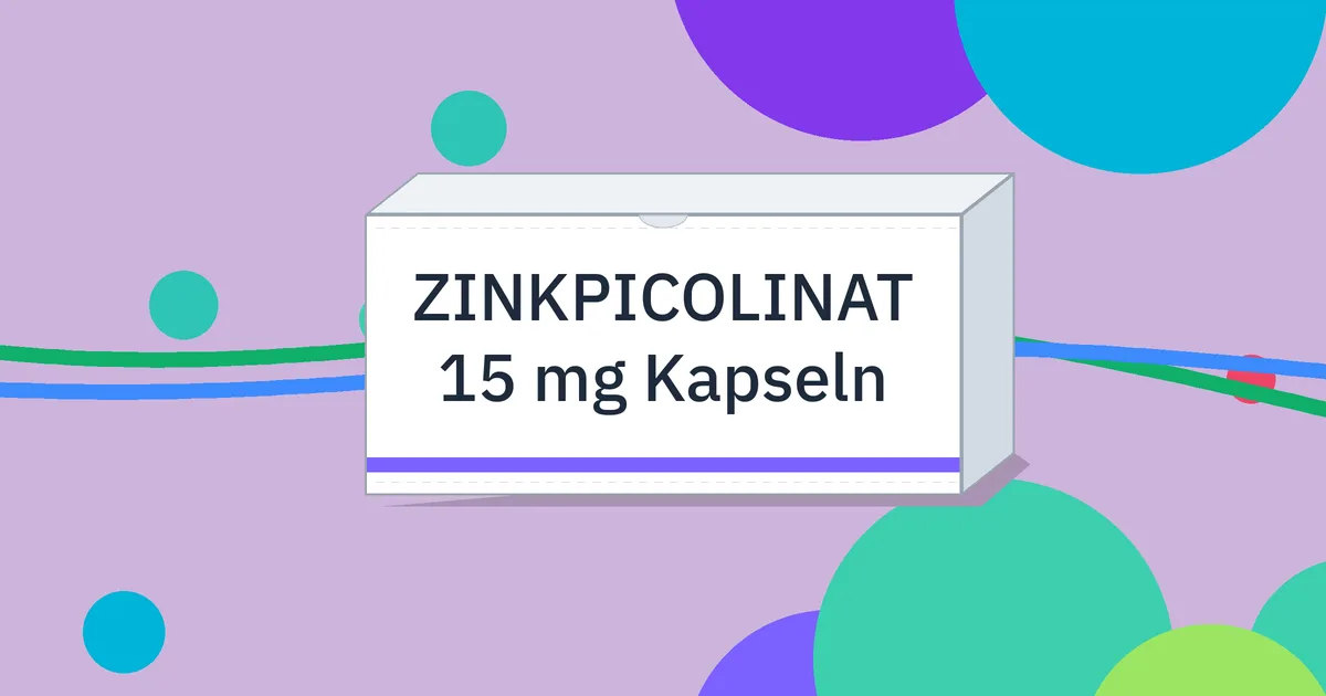 Symbolbild: Packung mit der Aufschrift ZINKPICOLINAT 15 mg Kapseln (PZN 16940219) – Verfügbarkeit und Bezug in Apotheken in Frankfurt am Main
