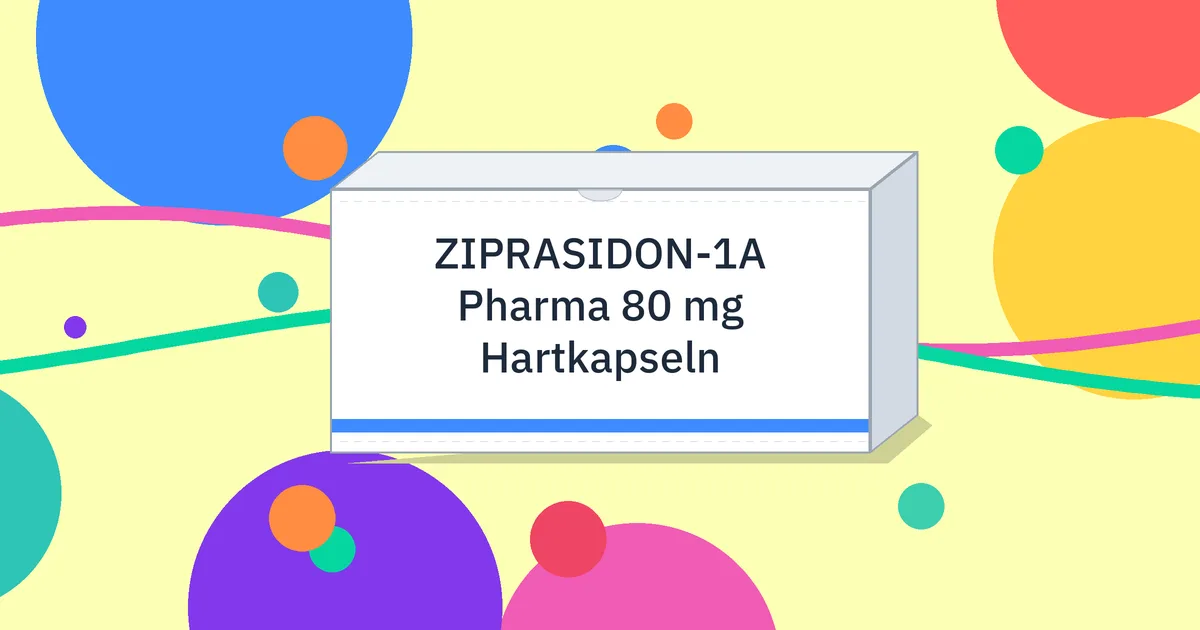 Symbolbild: Packung mit der Aufschrift ZIPRASIDON-1A Pharma 80 mg Hartkapseln (PZN 00015823) – Verfügbarkeit und Bezug in Apotheken in Frankfurt am Main