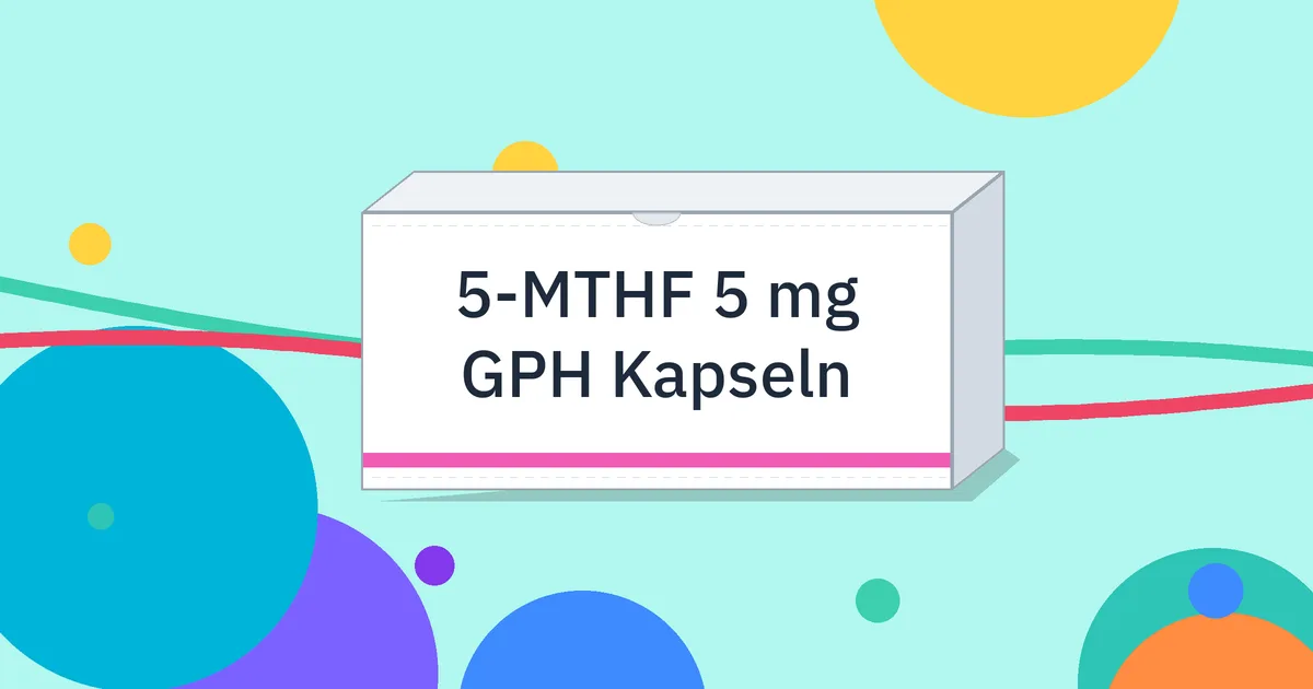 Symbolbild: Packung mit der Aufschrift 5-MTHF 5 mg GPH Kapseln (PZN 20051407) – Verfügbarkeit und Bezug in Apotheken in Frankfurt am Main