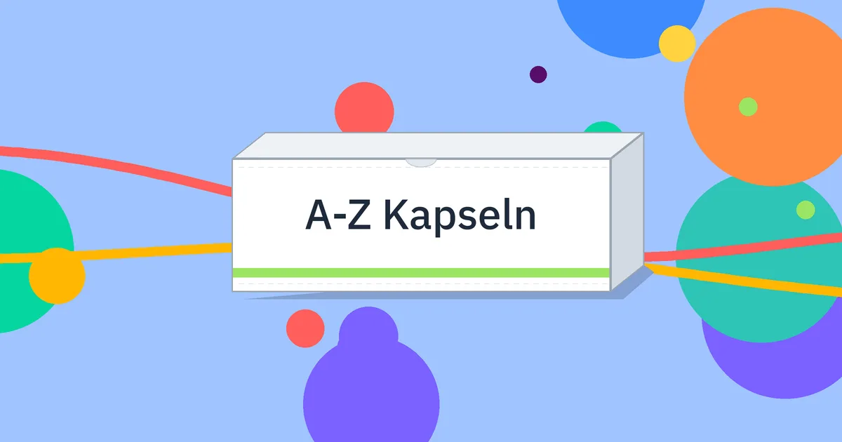 Symbolbild: Packung mit der Aufschrift A-Z Kapseln (PZN 15575864) – Verfügbarkeit und Bezug in Apotheken in Frankfurt am Main