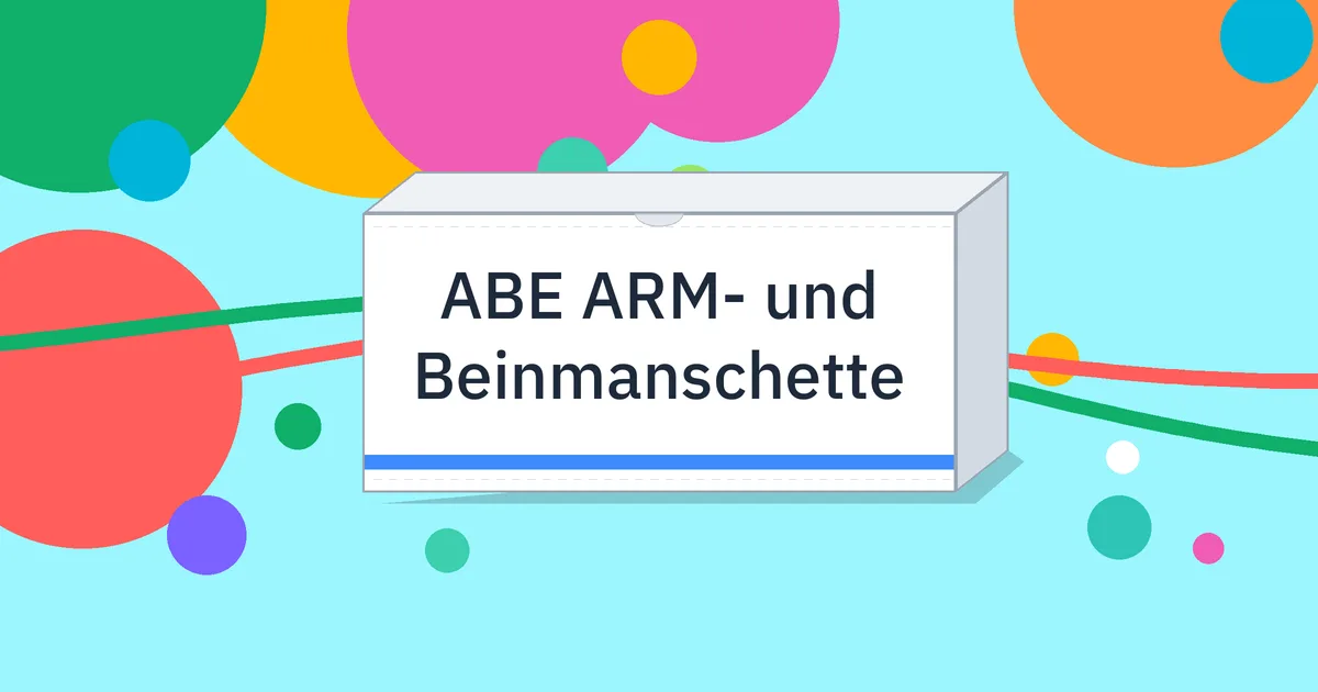 Symbolbild: Packung mit der Aufschrift ABE ARM- und Beinmanschette (PZN 12553046) – Verfügbarkeit und Bezug in Apotheken in Frankfurt am Main