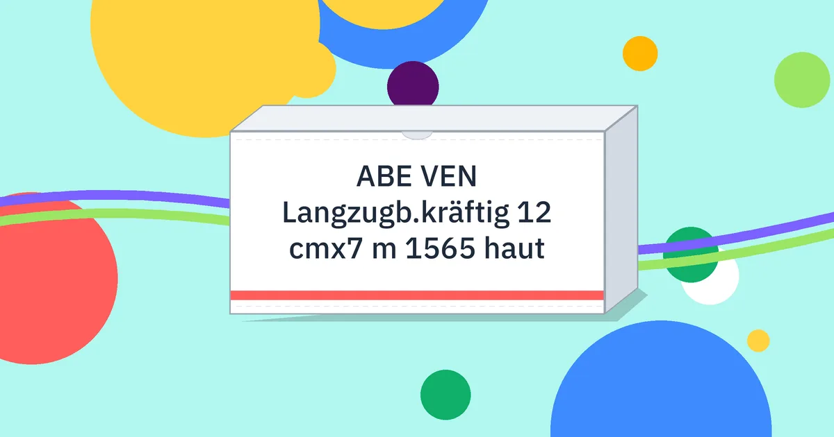 Symbolbild: Packung mit der Aufschrift ABE VEN Langzugb.kräftig 12 cmx7 m 1565 haut (PZN 04854176) – Verfügbarkeit und Bezug in Apotheken in Frankfurt am Main